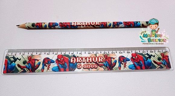 35 Kits Lápis e Régua Personalizado Homem Aranha | Vitrine Artesanou