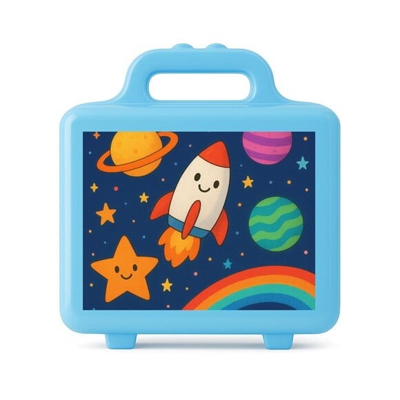 Maleta Plástica Personalizada 12x10cm Espaço Colorido | Vitrine Artesanou