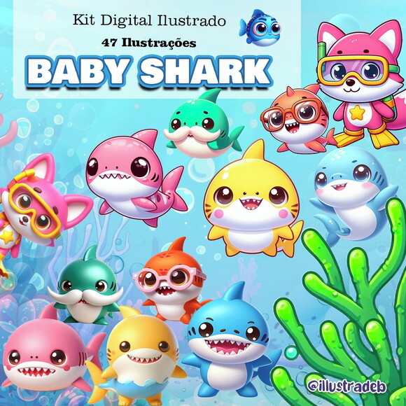 Kit Digital - Baby Shark | Vitrine Artesanou