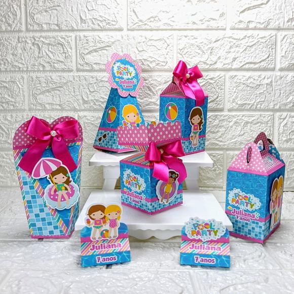 Kit 60 Peças Lembrancinhas Personalizadas Pool Party Menina | Vitrine ...