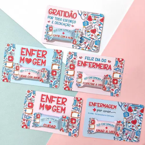 30 Card com Bala Dia da Enfermagem | Vitrine Artesanou