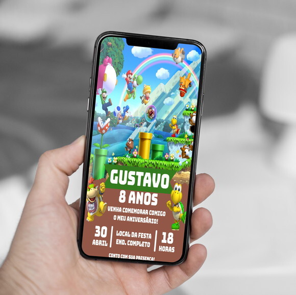 Convite Aniversário Super Mário Bros | Artesanou Marketplace