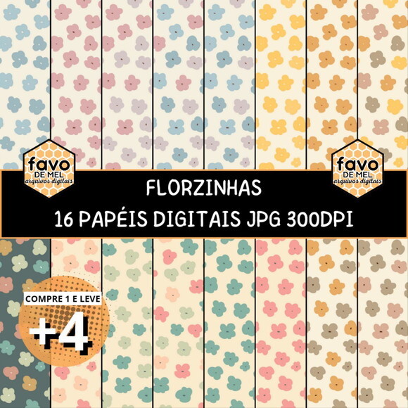 Papel Digital Estampa de Florzinhas - Floral Pattern | Vitrine Artesanou
