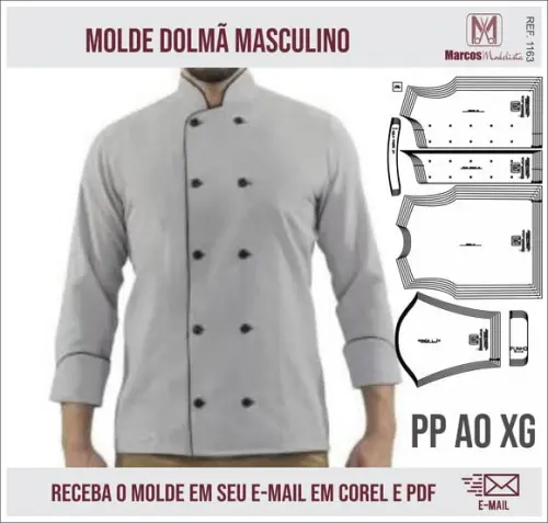 Molde Modelagem Dolmã Masculino 1163 | Vitrine Artesanou